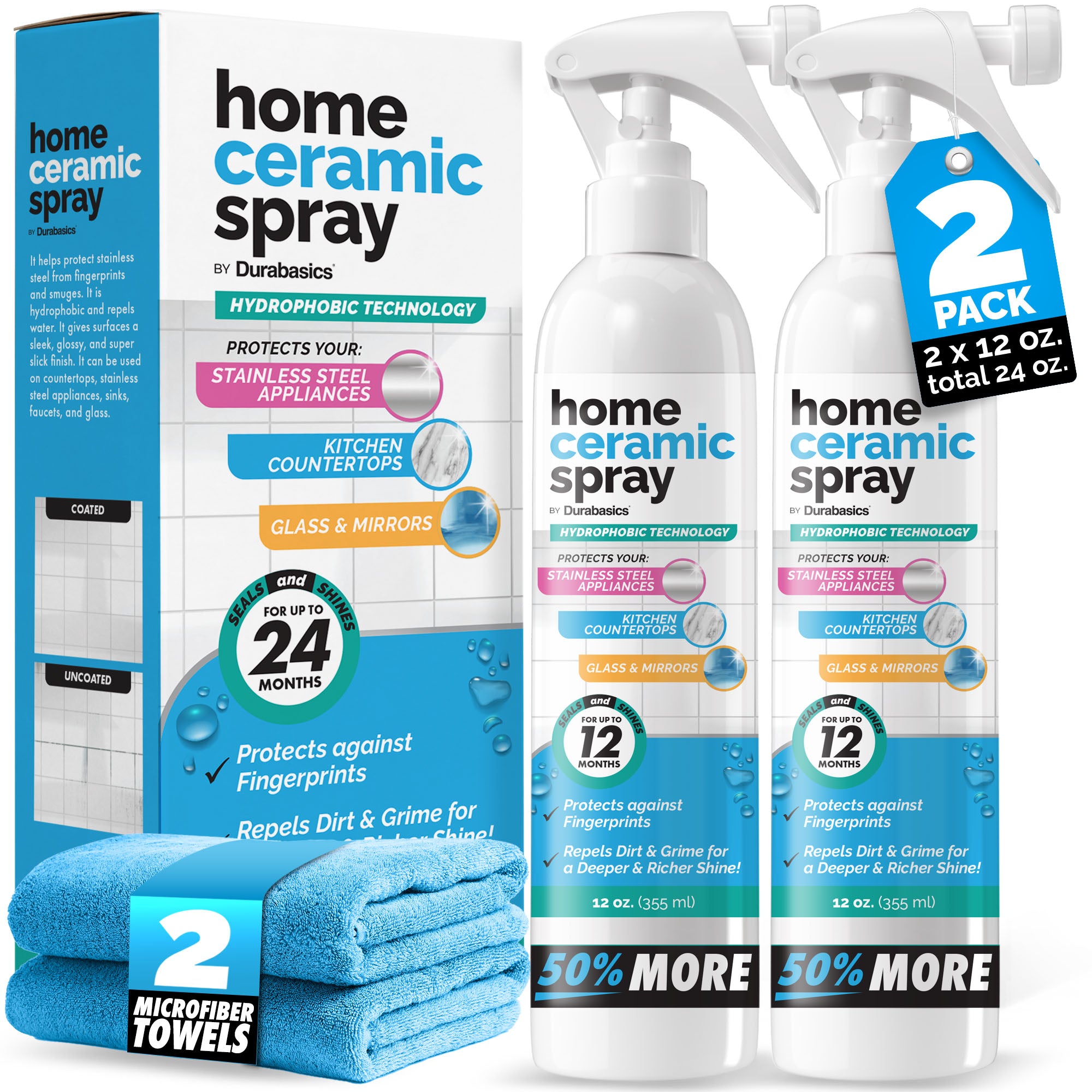 2 Pack [12 Oz] Home Ceramic Coating Spray Kit - Shine, Seal & Protect ...