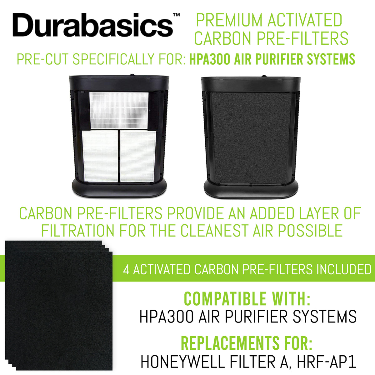 Durabasics Activated Carbon Prefilters for Honeywell Prefilter A & HRF