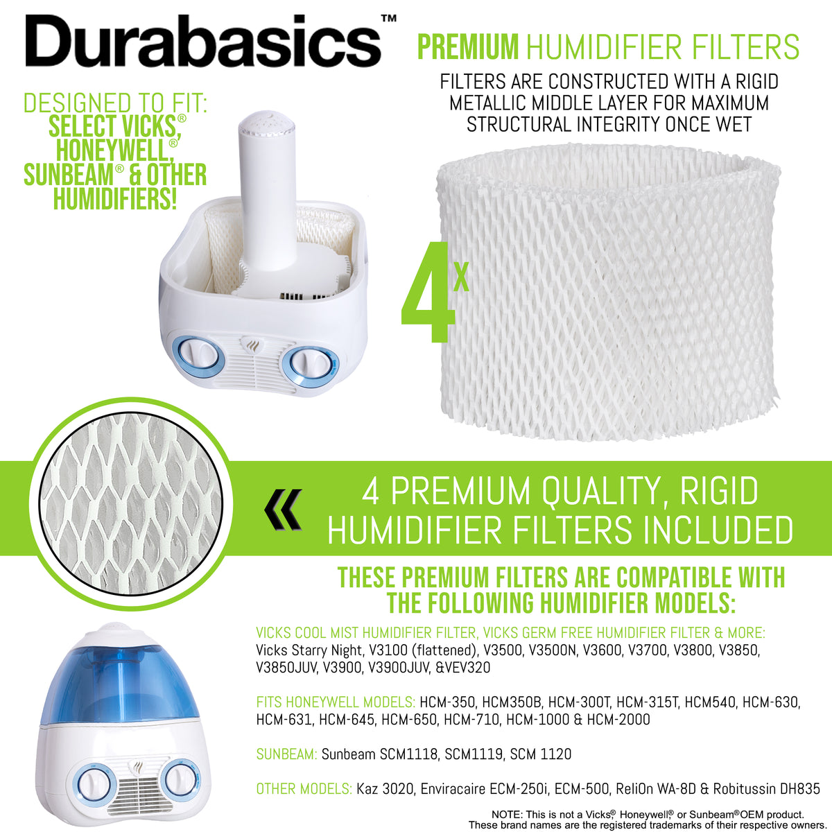 Protec WF2 Compatible Filter 4 Pack - Durabasics